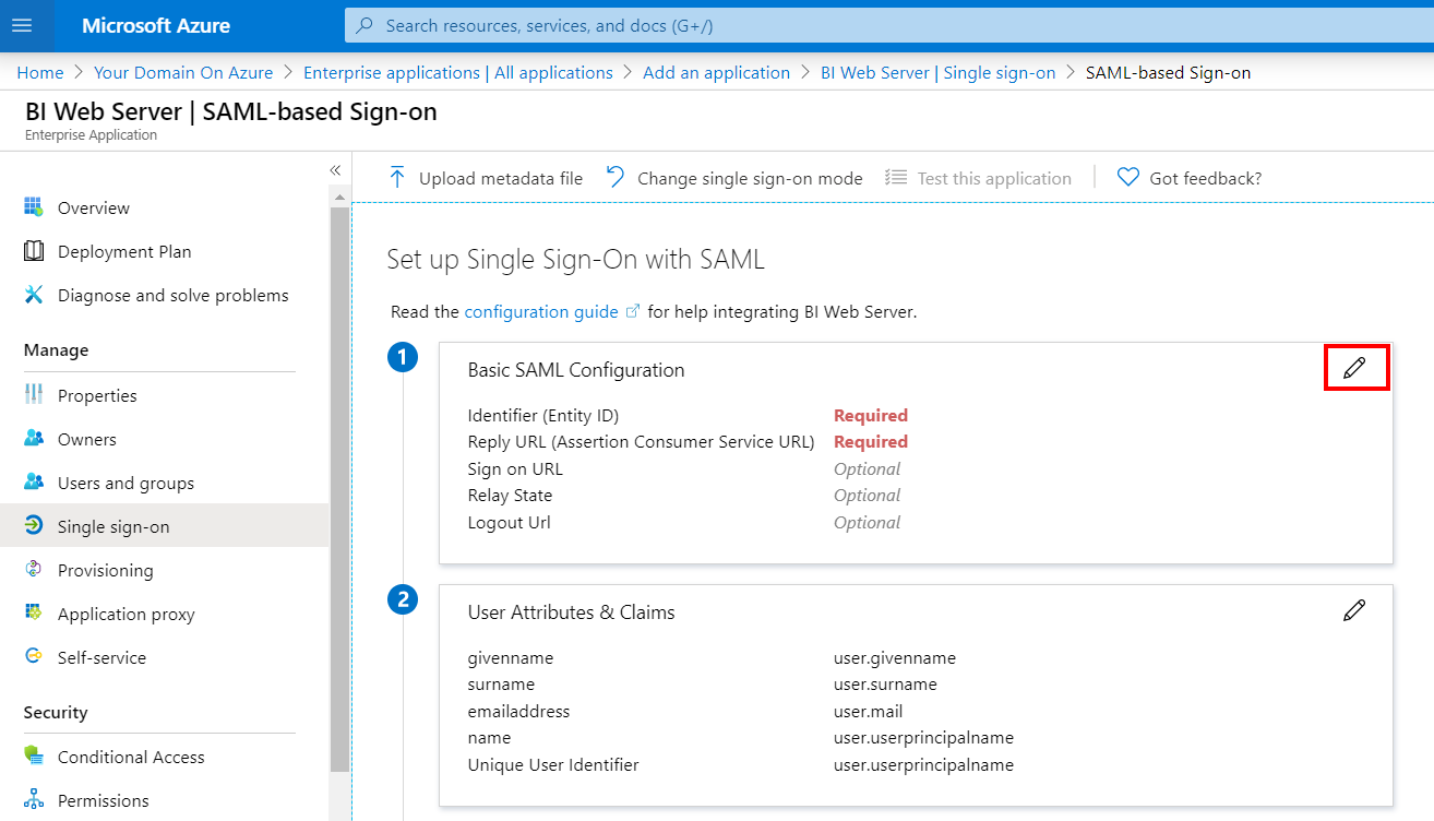 Azure Single Sign-On for Web Client