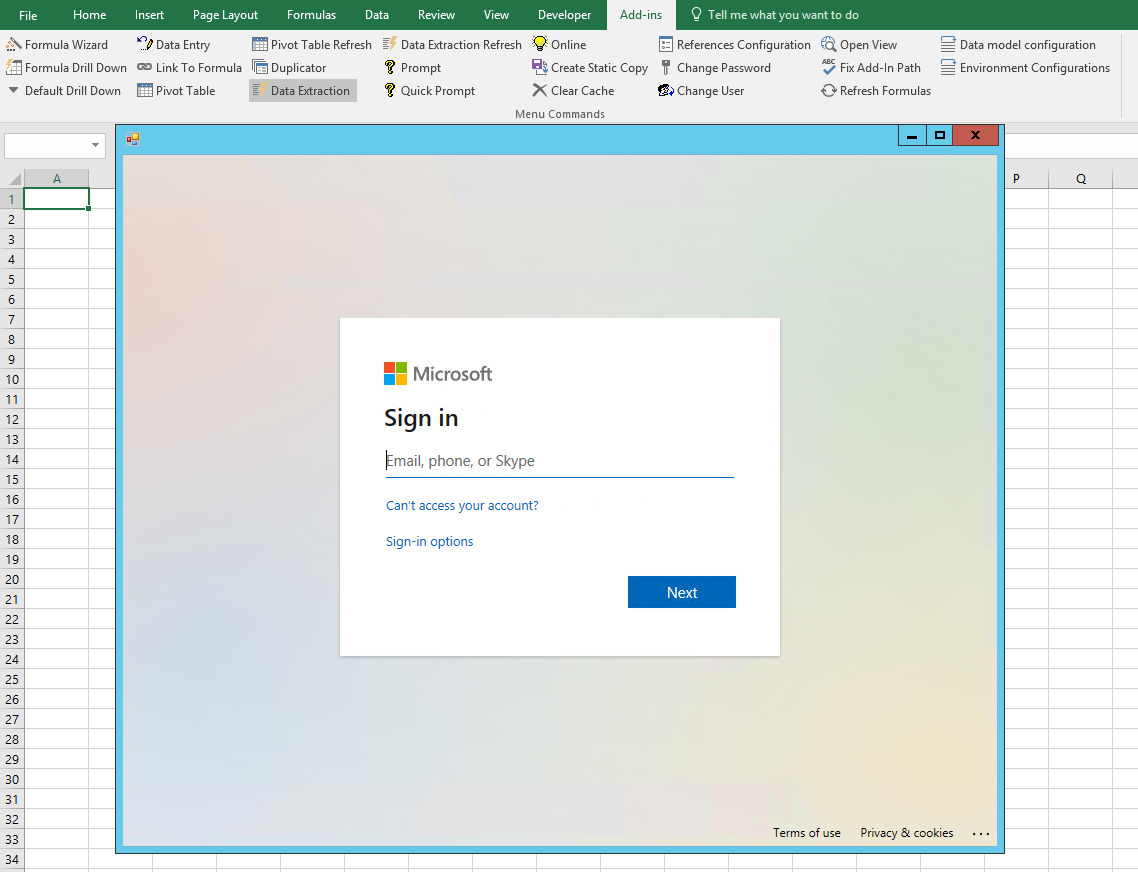Azure Single Sign-On for Excel Add-In