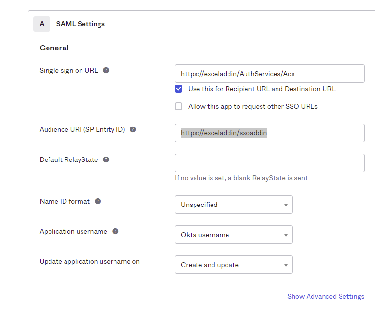 Setting up SAML 2.0 with Okta for Excel Add-in